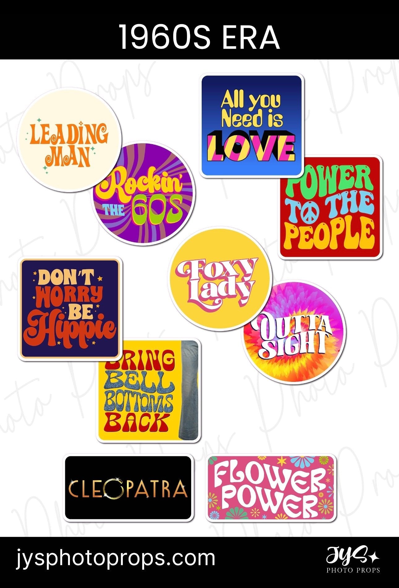 1960s Era Photo Booth Props | Retro Sixties Party Props – JYS Photo Props