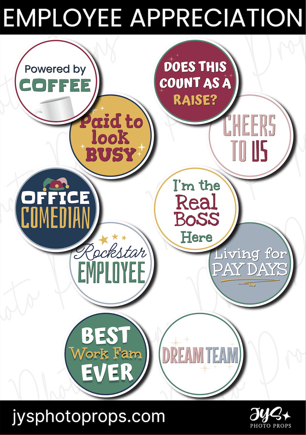 Employee Appreciation Photo Props | Office Party Fun – JYS Photo Props