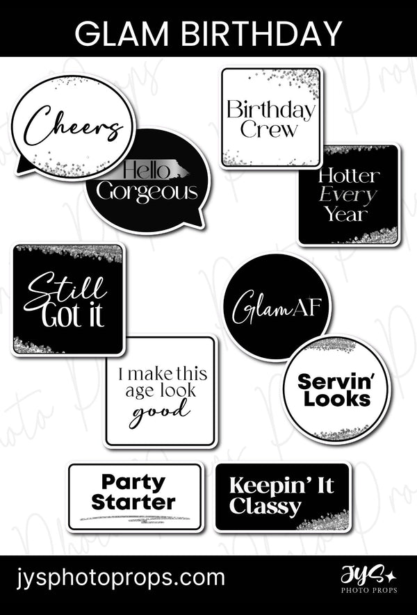 Glam Birthday Party Photo Booth Props | JYS Photo Props