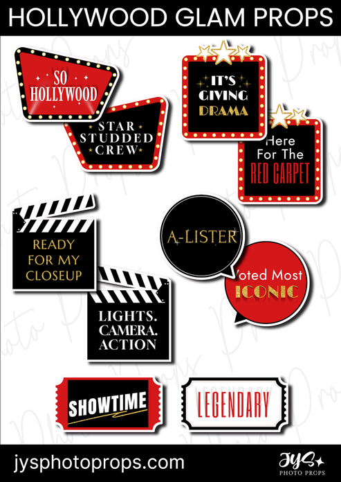 Hollywood Glam Photo Booth Props | Red Carpet Party Set – JYS Photo Props