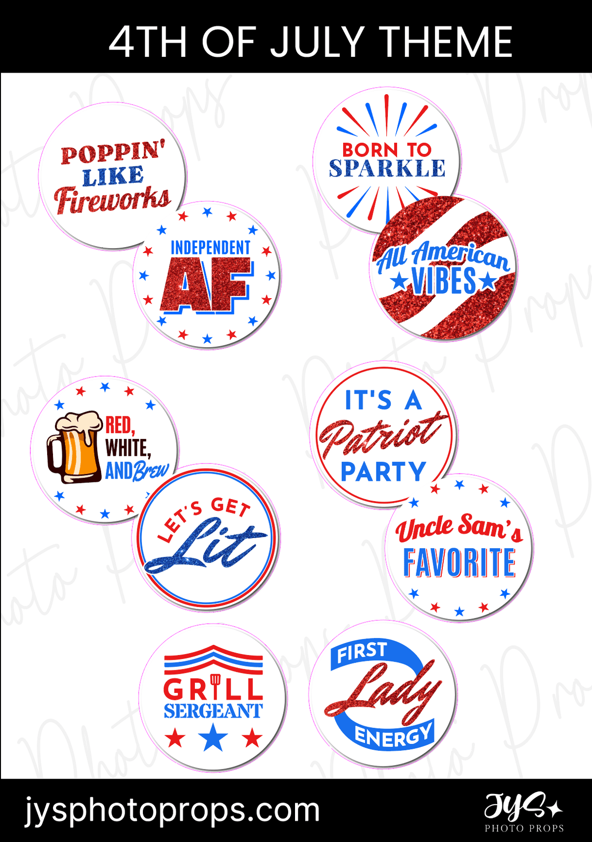 July 4th Photo Booth Props – Patriotic Party Set – JYS Photo Props