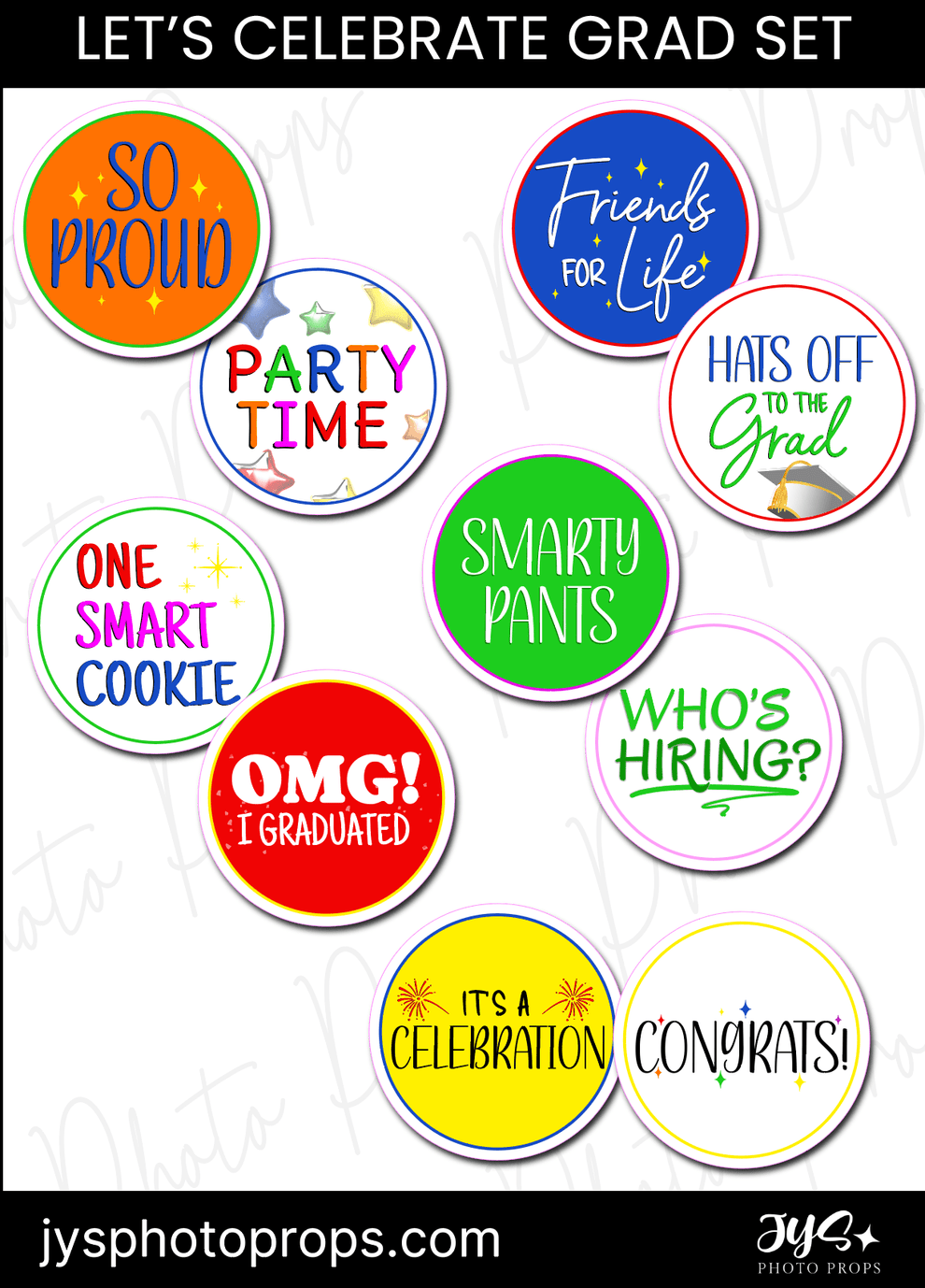 Fun & Vibrant Graduation Photo Booth Props – Celebrate Big! – JYS Photo ...