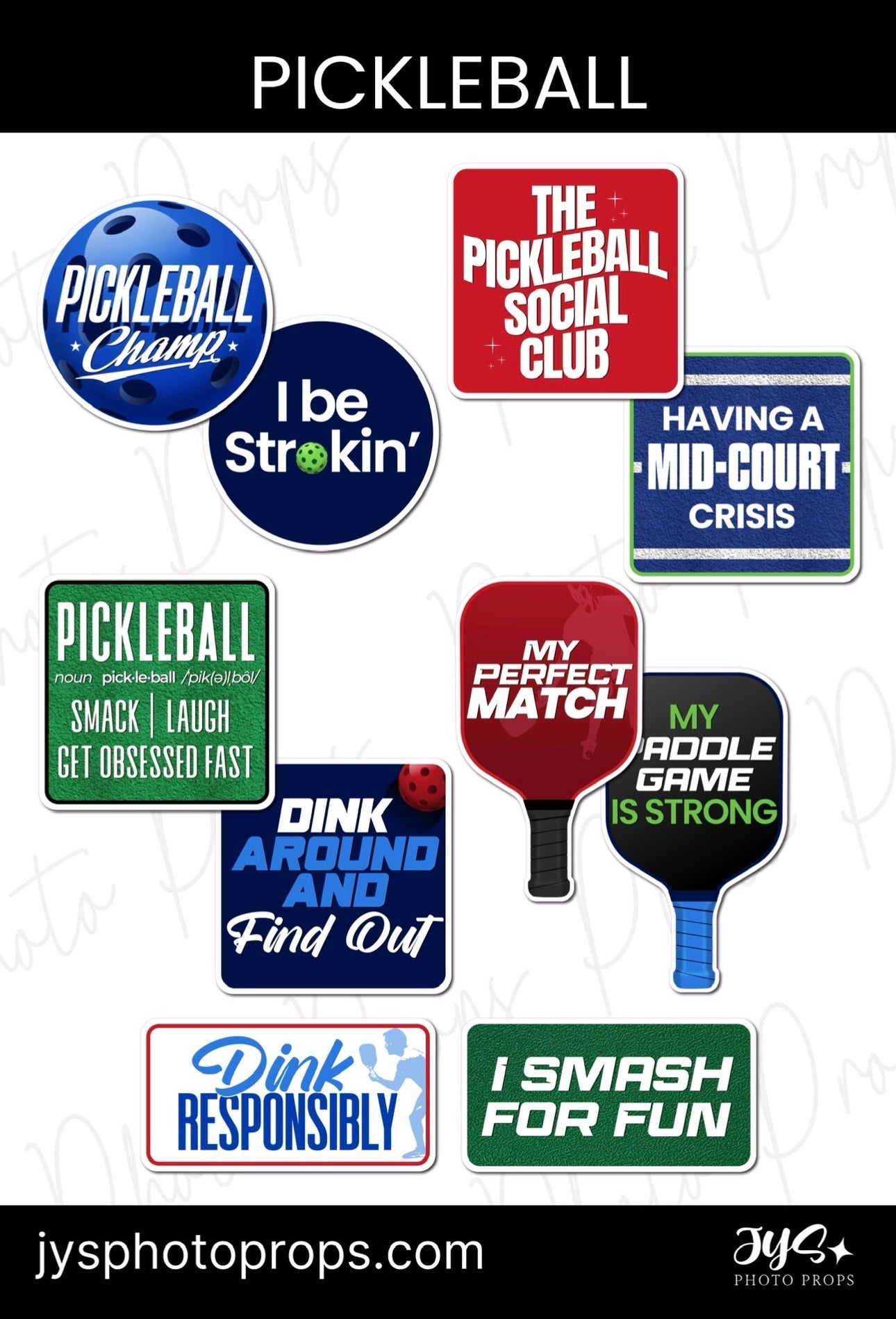 Pickleball Photo Booth Props – Bold, Fun Party Vibes – JYS Photo Props